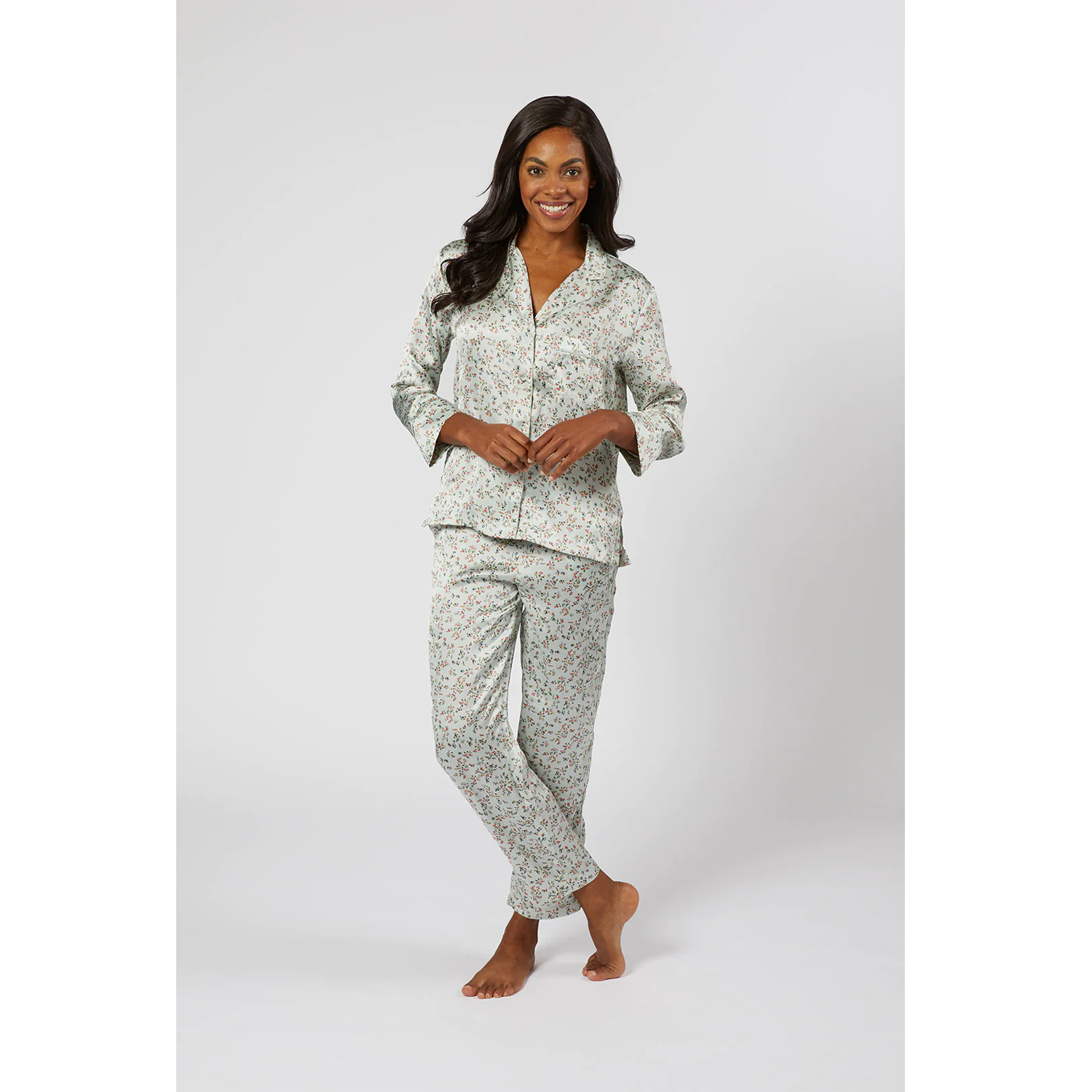 Birdie Satin Long Floral PJ's – Misto Lino
