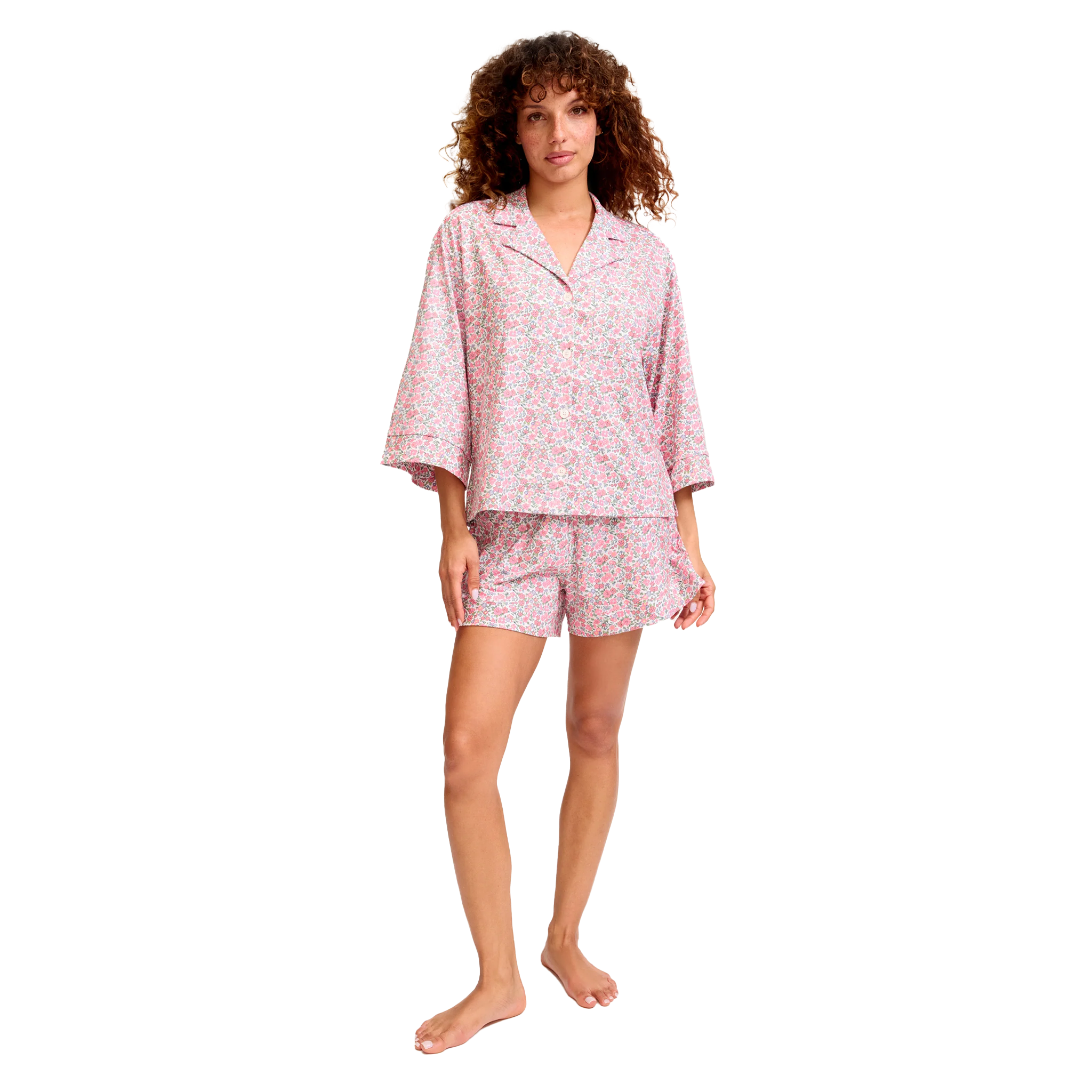 Olivia Pima Short Set in Fleurs de Rose – Misto Lino